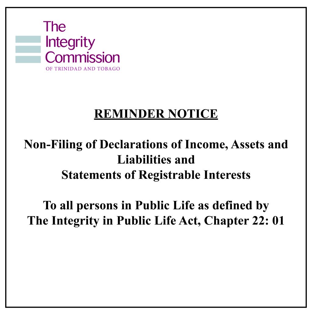 Reminder to Persons in Public Life – The Integrity Commission of ...
